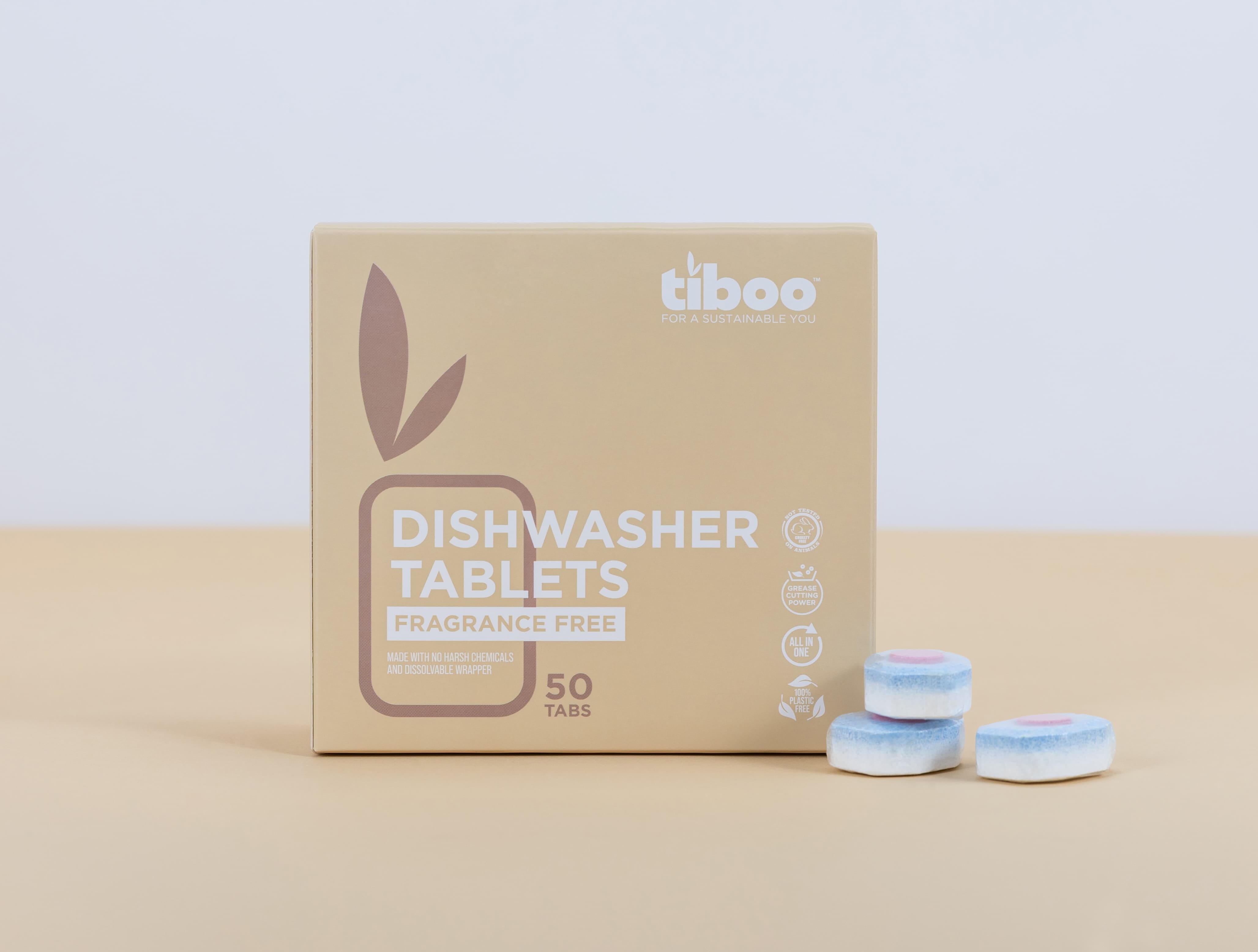All in One Dishwash Tablets Plastic Free X50 | Tiboo UK